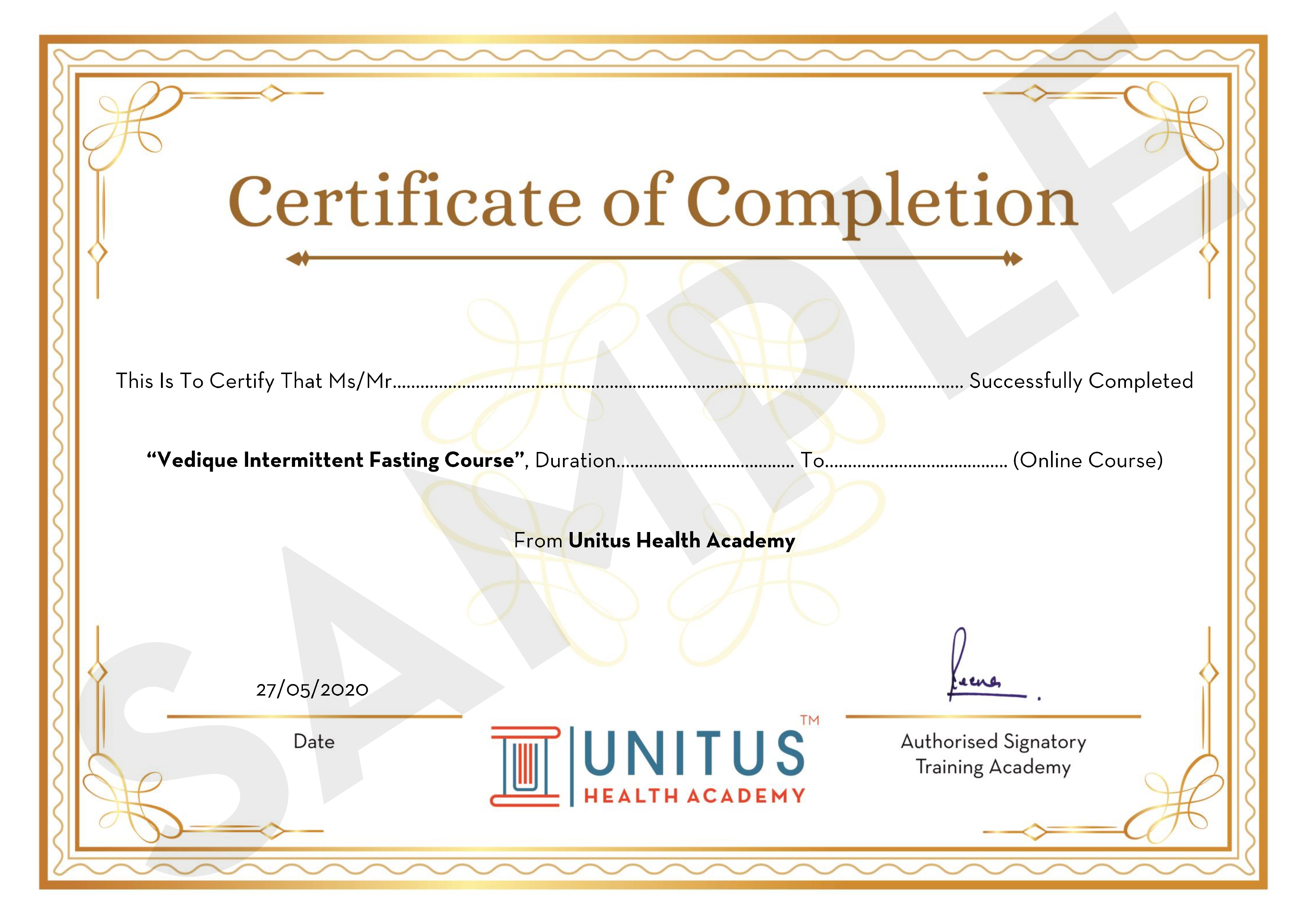 Vedique Intermittent Fasting Course | Unitus Health Academy